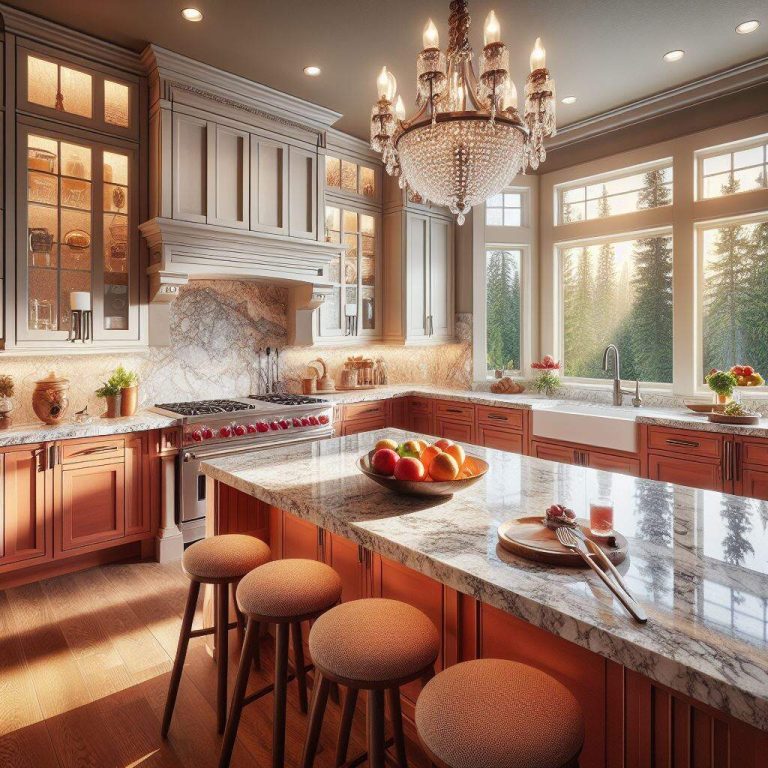 Quartz Countertop and Cherry Cabinets: Achieve Timeless Grace