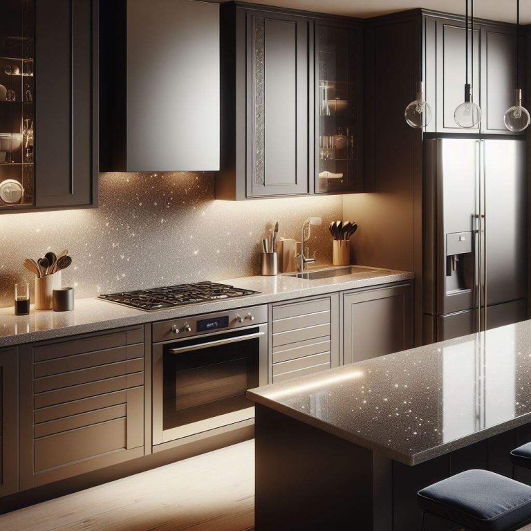 Quartz Countertops with Dark Cabinets - Badger Granite